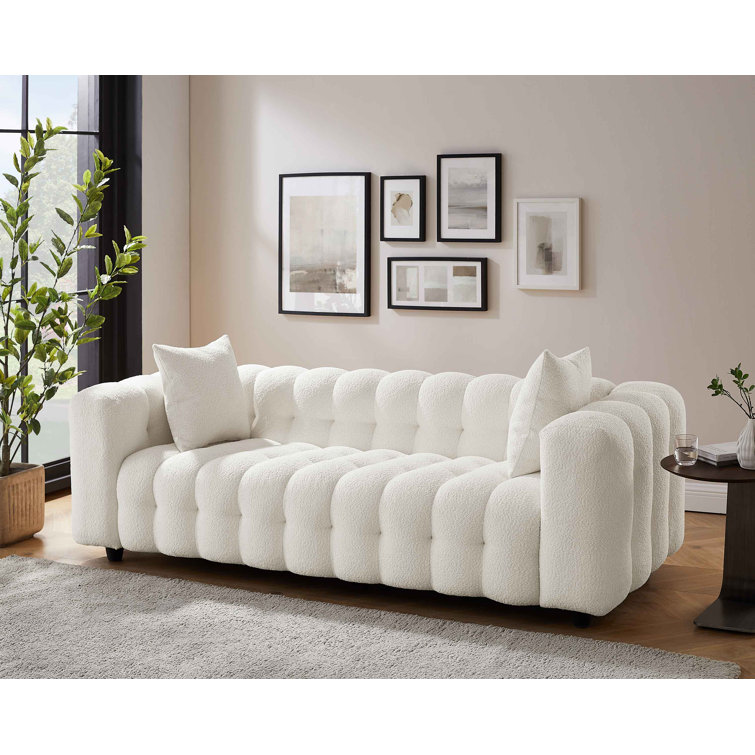 Lavance MINIMORE Modern 89.4 Square Arms Chesterfield Sofa Ivy Bronx Upholstery Color White